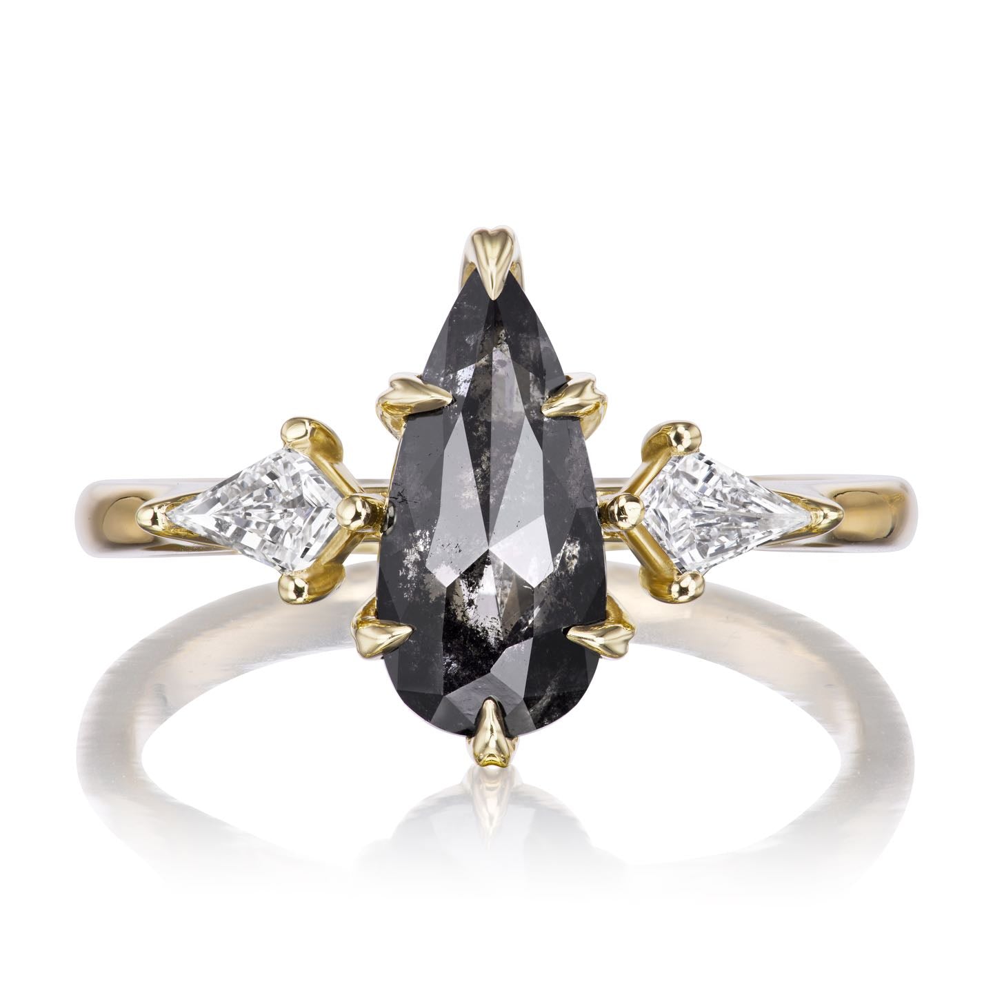 RAVEN | Pear Salt + Pepper Diamond Ring | Kristin Coffin Jewelry
