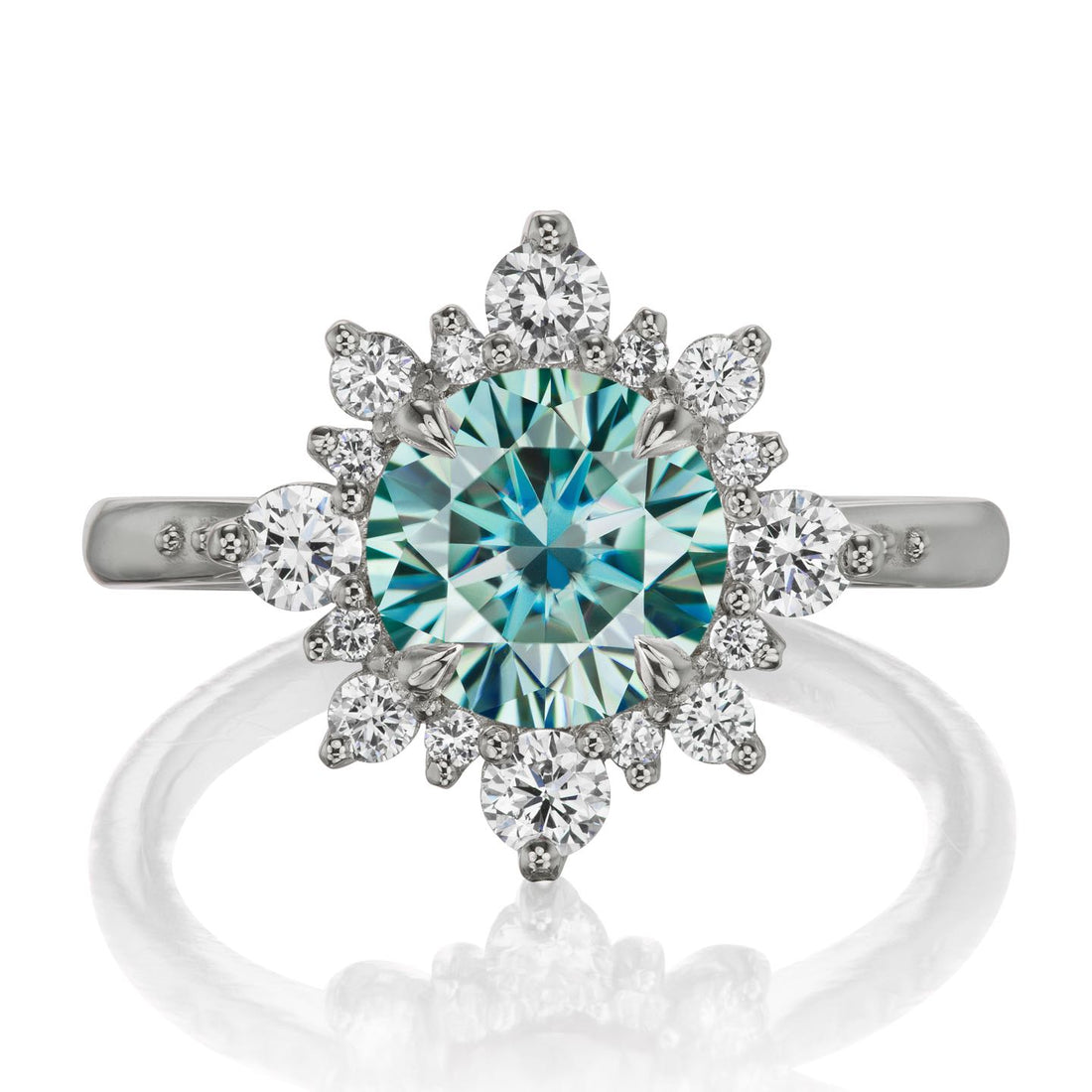 Reyna | Teal Moissanite Ring (1.93ctw+) | Kristin Coffin Jewelry