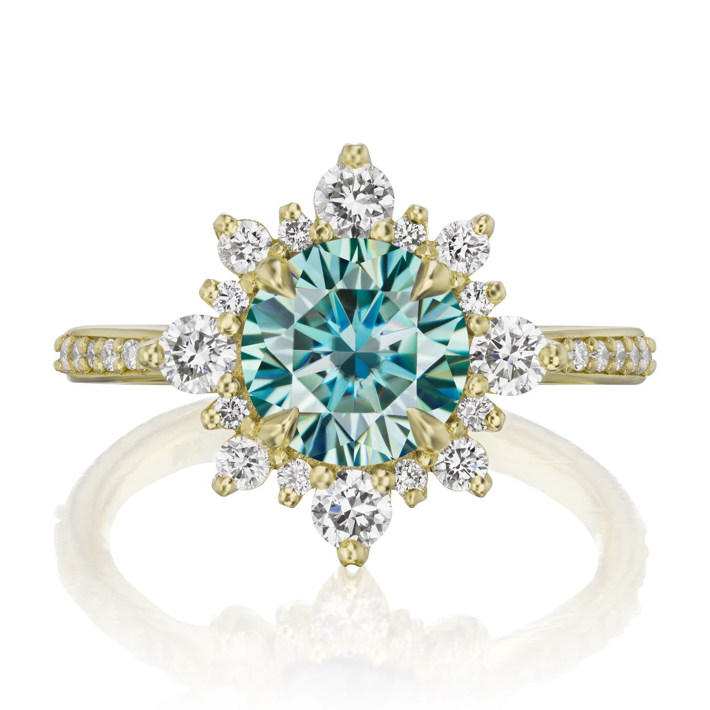 Reyna | Teal Moissanite Ring (1.93ctw+) | Kristin Coffin Jewelry